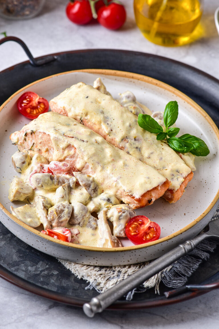 Salmon with Cream Sauce (One Skillet) • Domestic Superhero